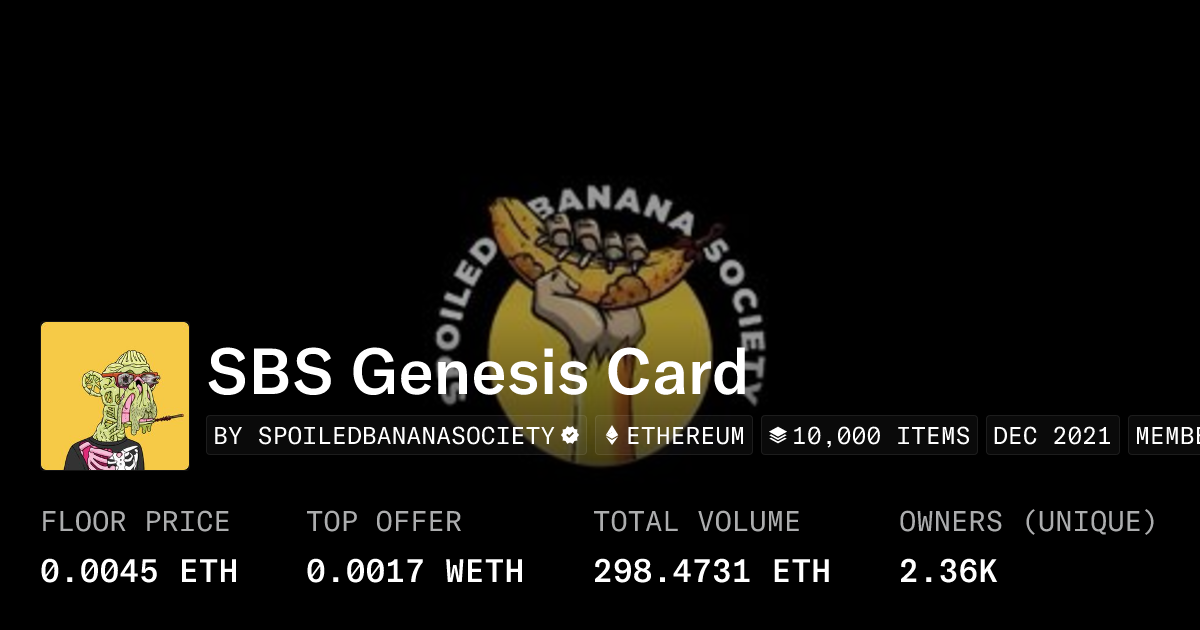 SBS Genesis Card - Collection | OpenSea