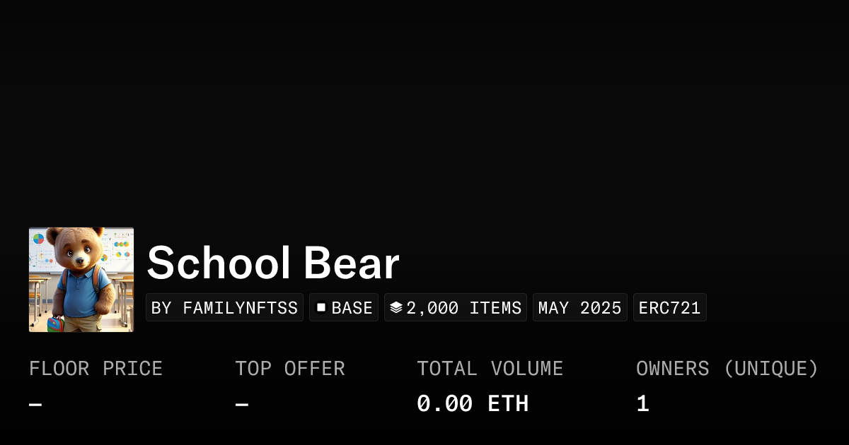 School Bear - Collection | OpenSea