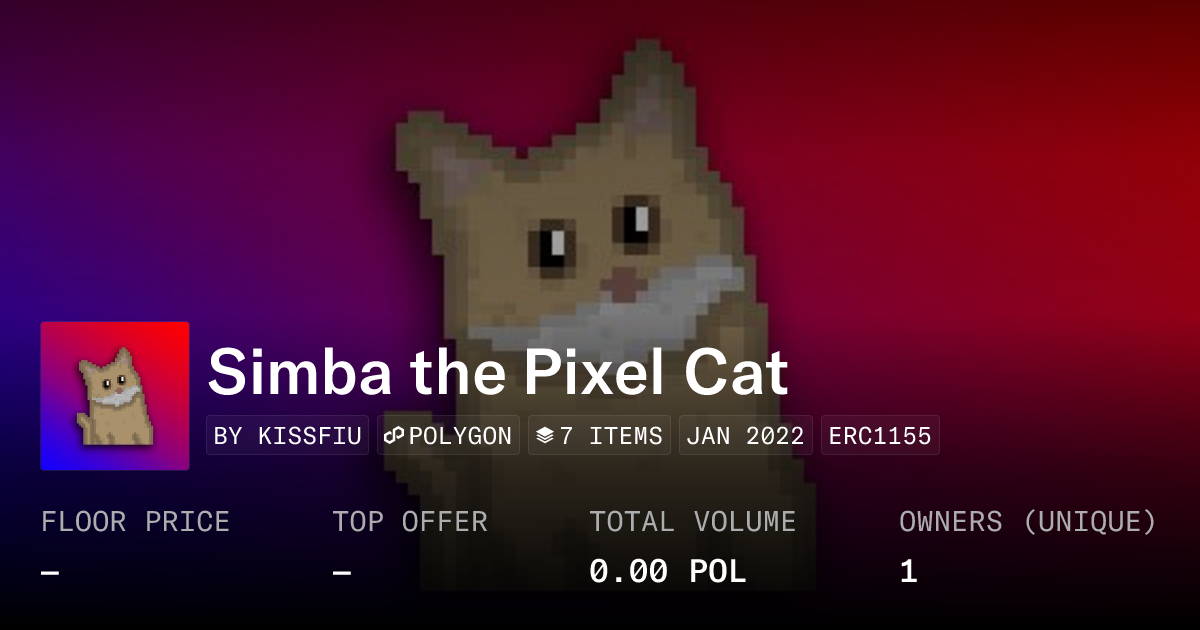 Simba the Pixel Cat - Collection | OpenSea