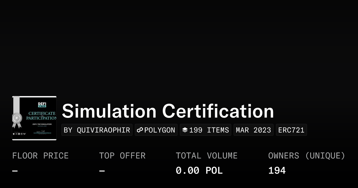 Simulation Certification - Collection | OpenSea