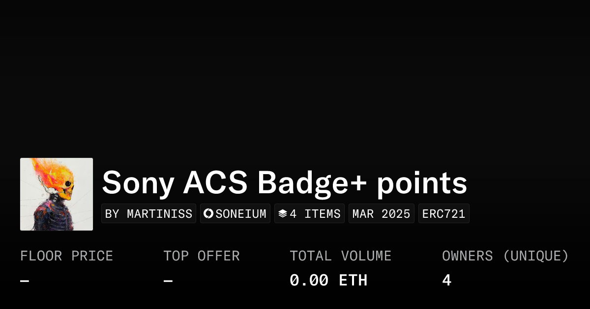 Sony ACS Badge+ points - Collection | OpenSea