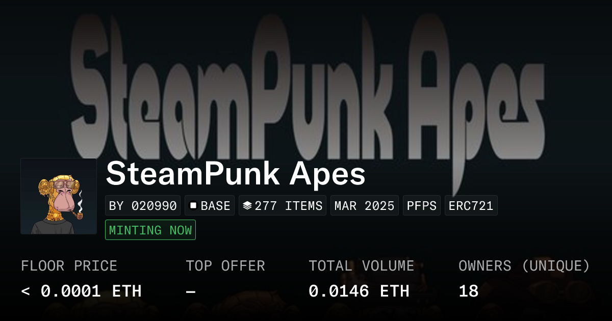 SteamPunk Apes - Collection | OpenSea