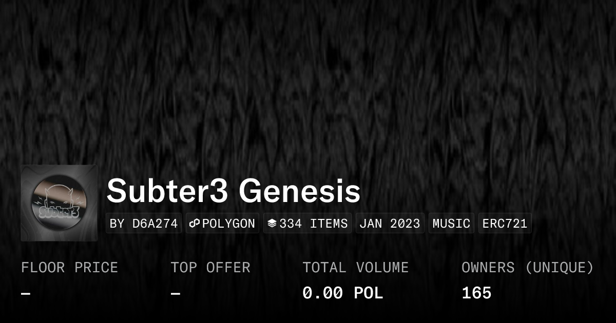 Subter3 Genesis - Collection | OpenSea