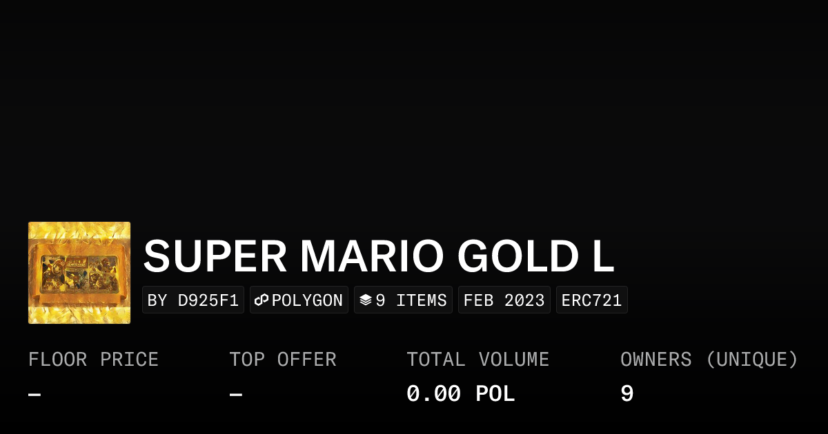 SUPER MARIO GOLD L - Collection | OpenSea