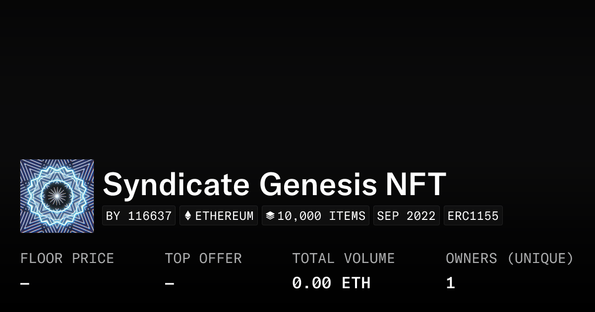 Syndicate Genesis NFT - Collection | OpenSea