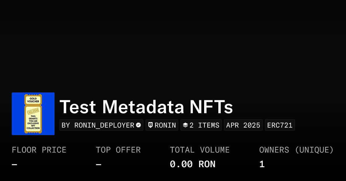 Test Metadata NFTs - Collection | OpenSea