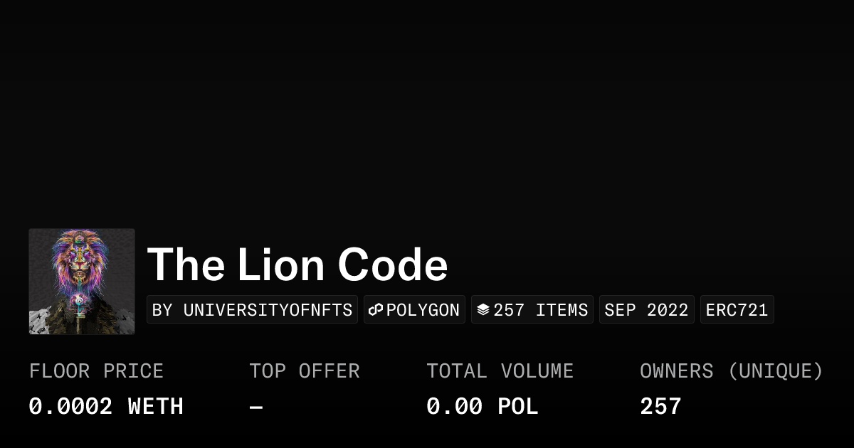 The Lion Code - Collection | OpenSea