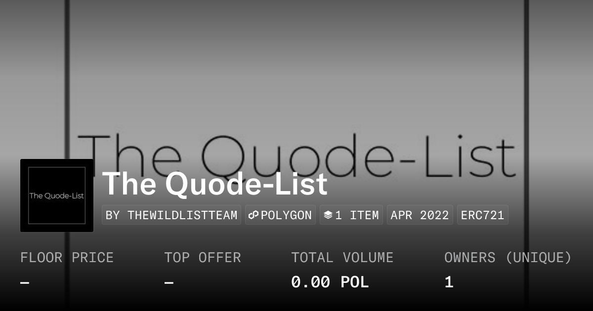 The Quode-List - Collection | OpenSea