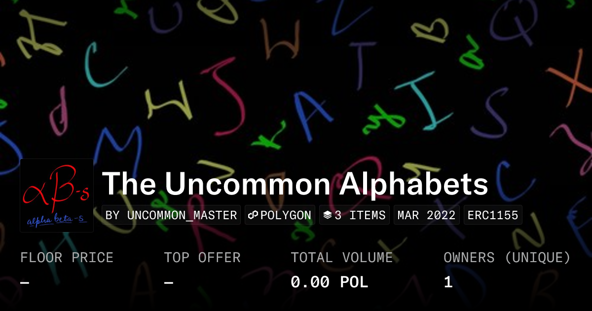 The Uncommon Alphabets - Collection | OpenSea