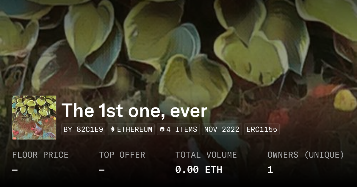 The 1st one, ever - Collection | OpenSea