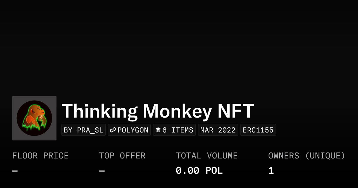 Thinking Monkey NFT - Collection | OpenSea