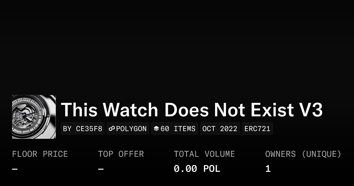 This Watch Does Not Exist V3 - Collection | OpenSea