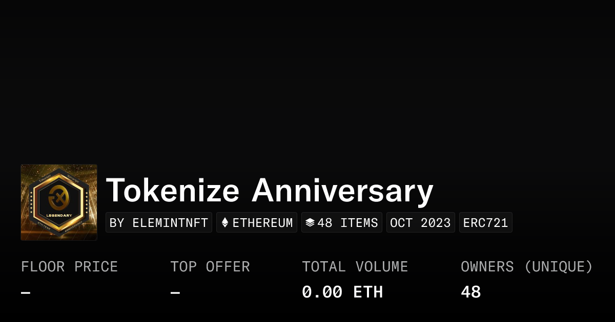 Tokenize Anniversary - Collection | OpenSea