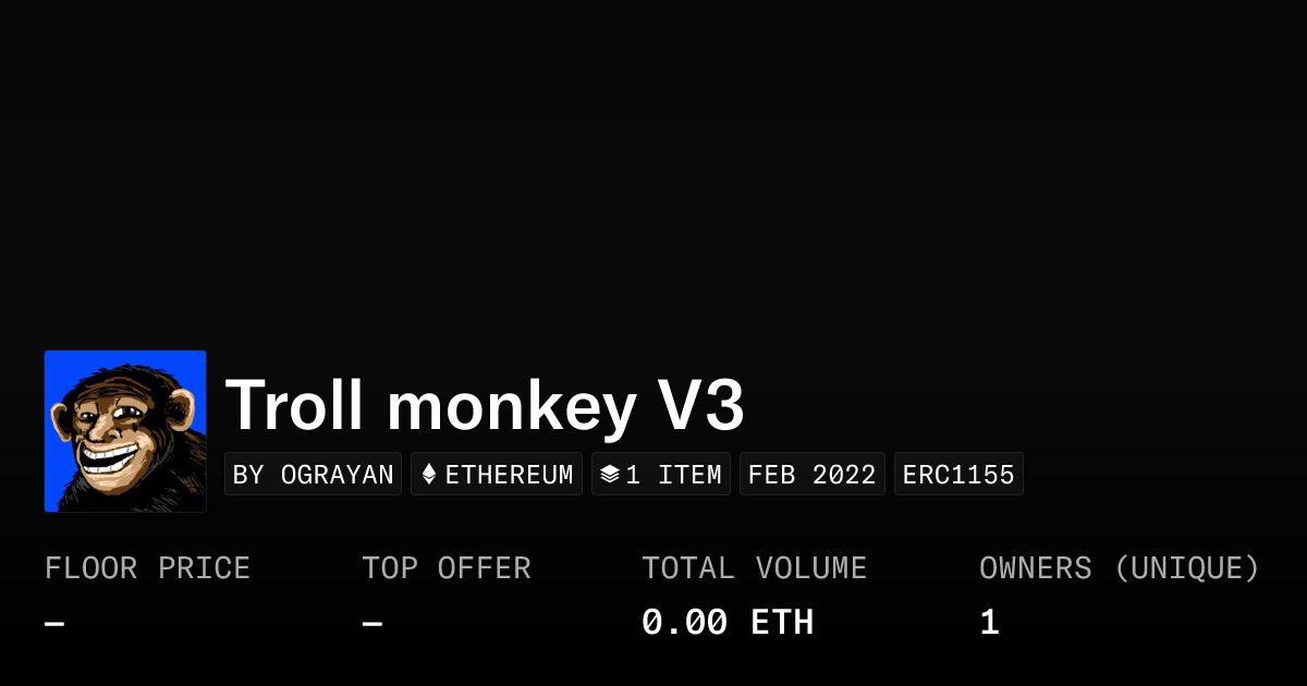 Troll monkey V3 - Collection | OpenSea