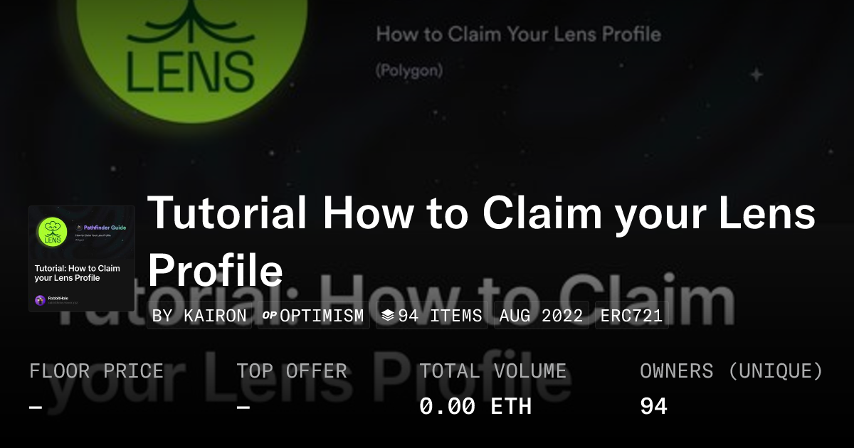 Tutorial How to Claim your Lens Profile - Collection | OpenSea