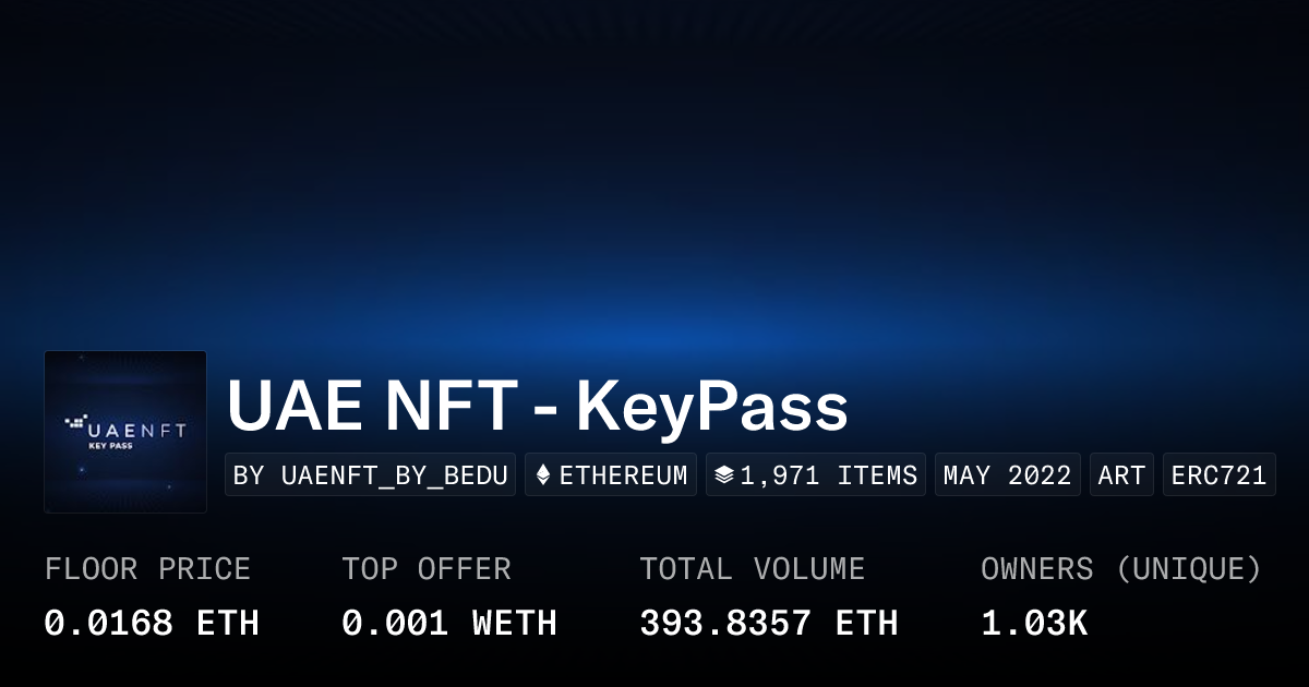 UAE NFT - KeyPass 0.0225 ETH - Collection | OpenSea