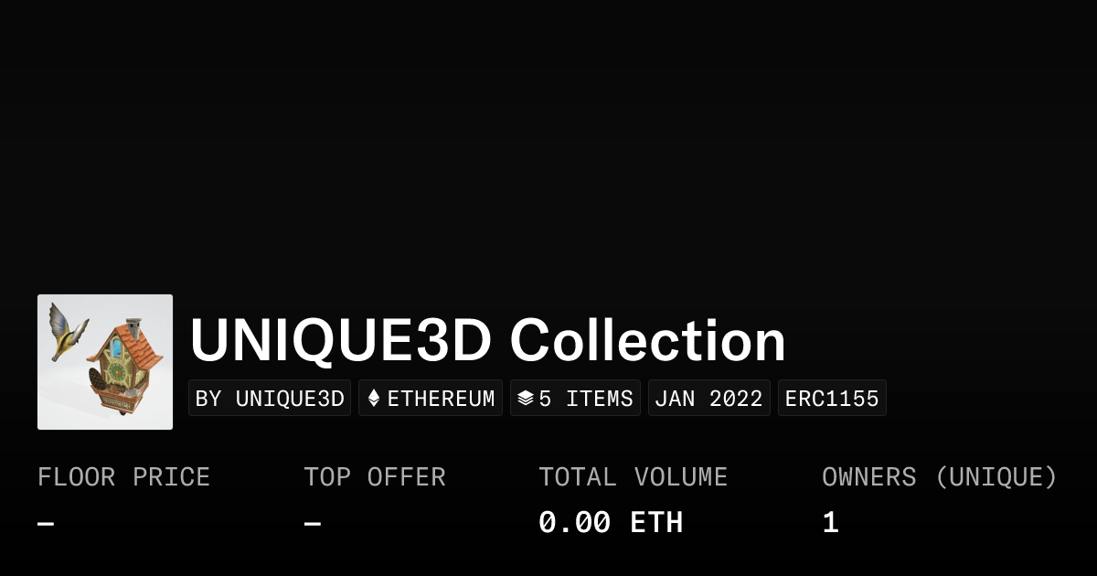 UNIQUE3D Collection - Collection | OpenSea
