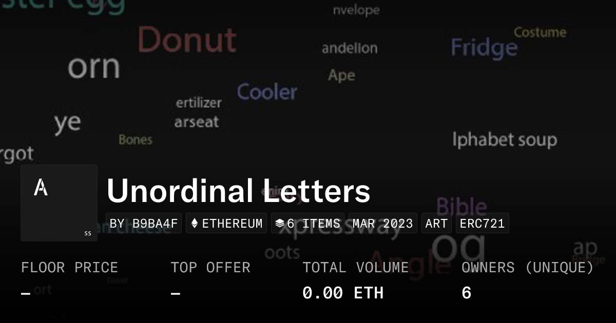 Unordinal Letters - Collection | OpenSea