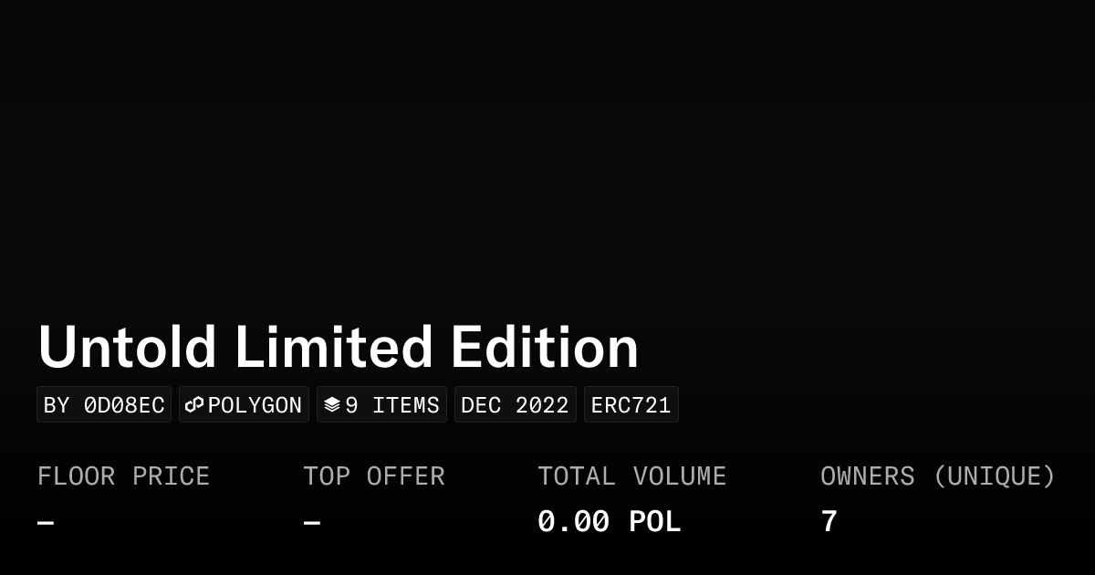 Untold Limited Edition - Collection | OpenSea