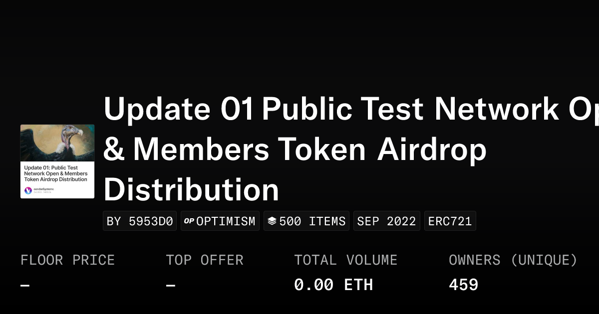 Update 01 Public Test Network Open & Members Token Airdrop Distribution ...