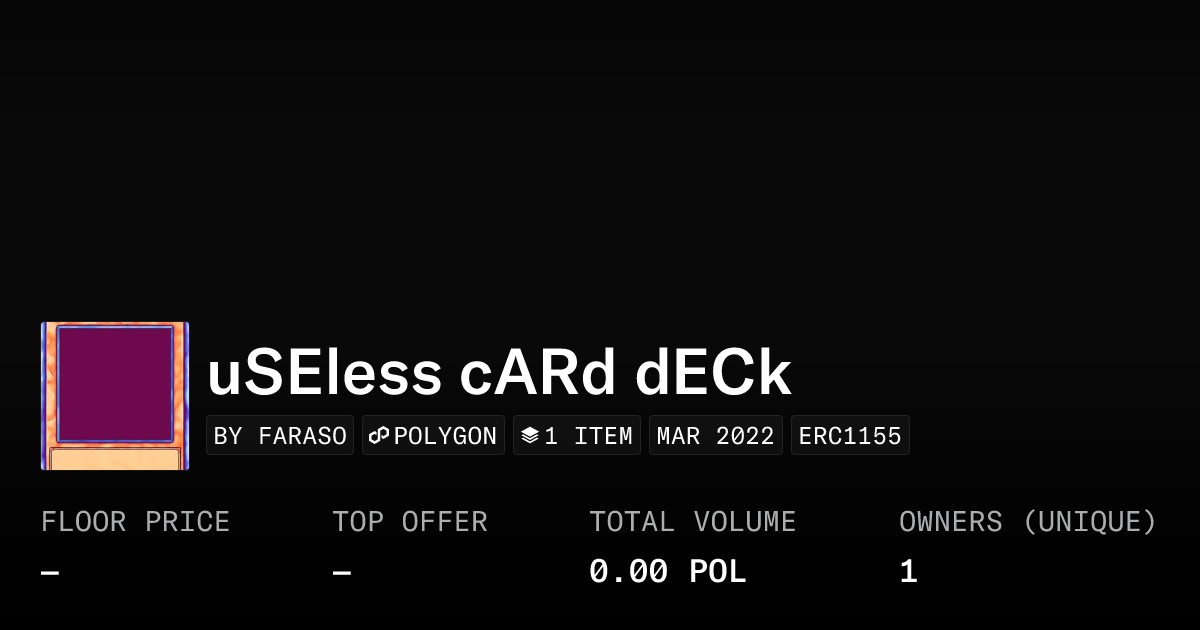 uSEless cARd dECk - Collection | OpenSea