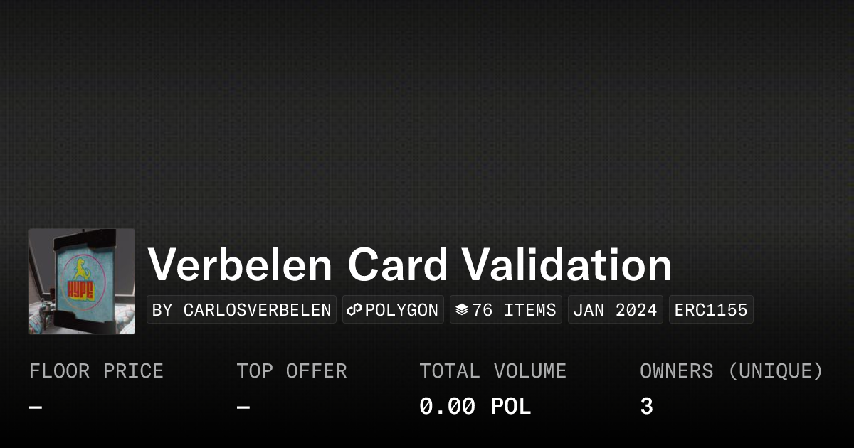 Verbelen Card Validation - Collection | OpenSea