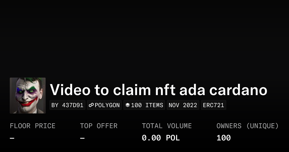 Video to claim nft ada cardano - Collection | OpenSea