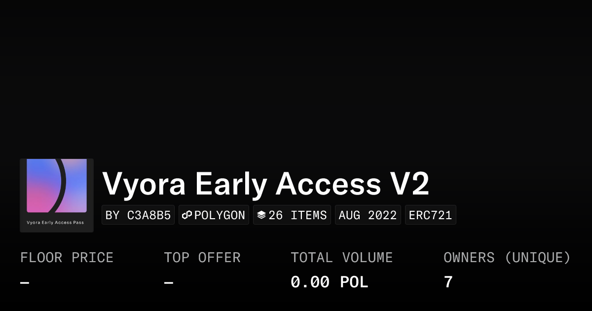 Vyora Early Access V2 - Collection | OpenSea