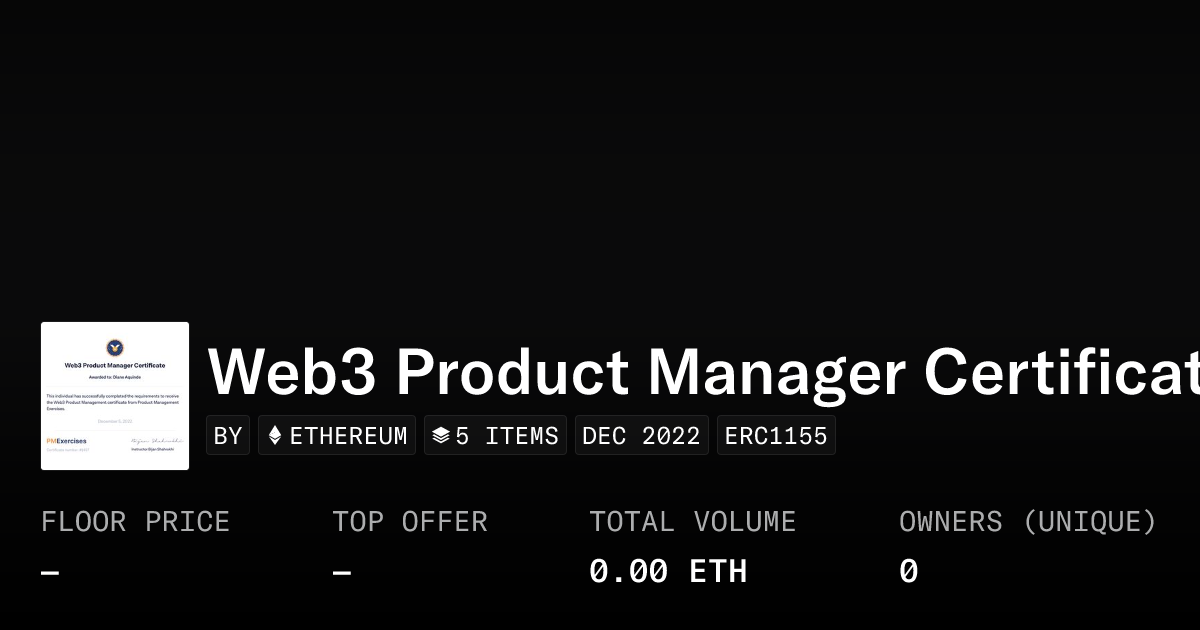 Web3 Product Manager Certificate - Collection | OpenSea