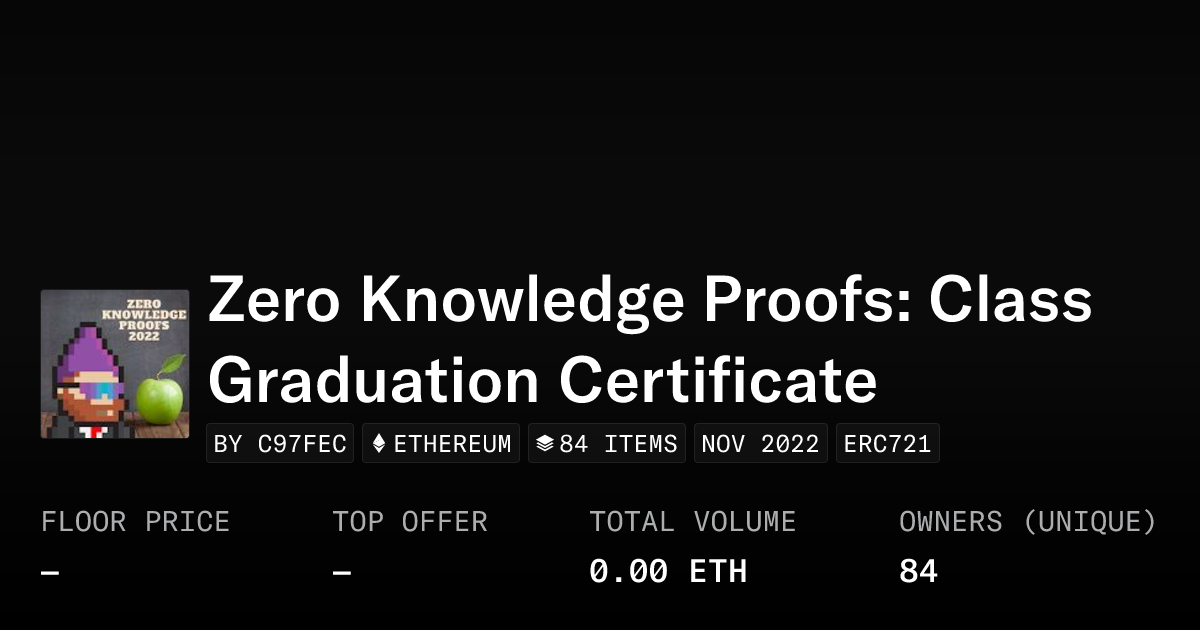 Zero Knowledge Proofs: Class Graduation Certificate - Collection | OpenSea