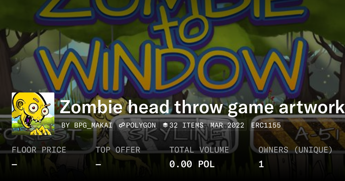 Zombie head throw game artwork - Collection | OpenSea