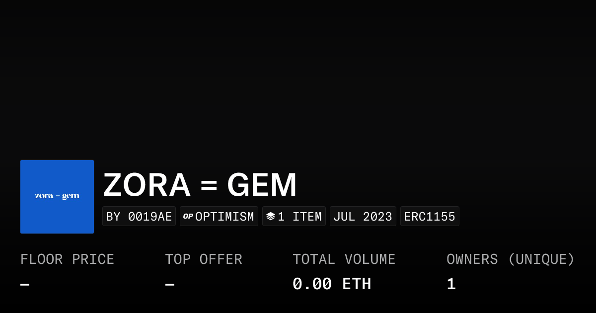 ZORA = GEM - Collection | OpenSea